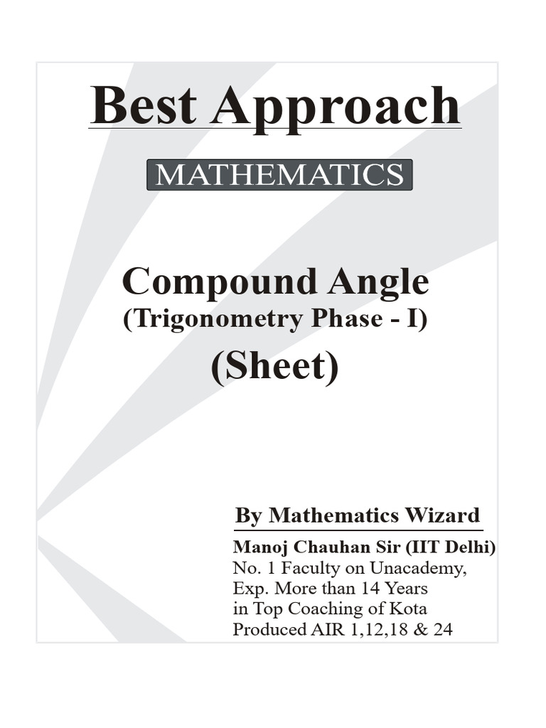 02 Compound Angle - Sheet (Trig. - Ph-1) | PDF | Trigonometry | Euclid