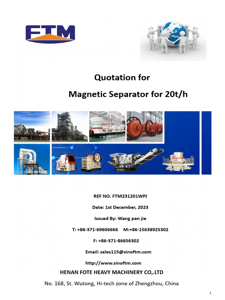 FTM Company Quotation List For Megnectic Separtor For 20th ...