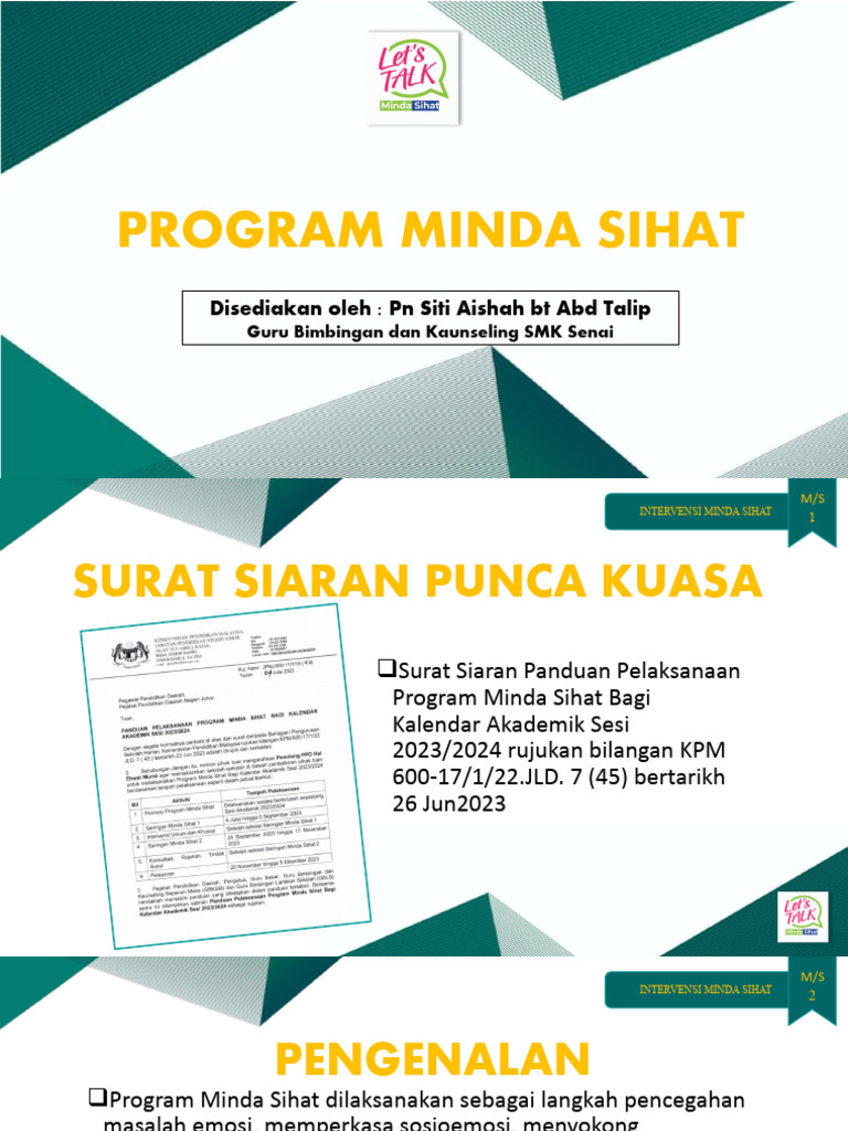 Taklimat Pelaksanaan Program Minda Sihat 2023 | PDF