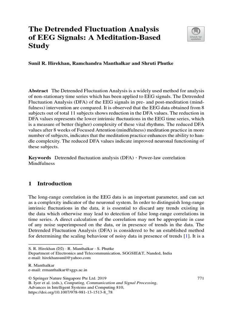 Detrended Fluctuation Analysis of Meditation EEG Signals | PDF