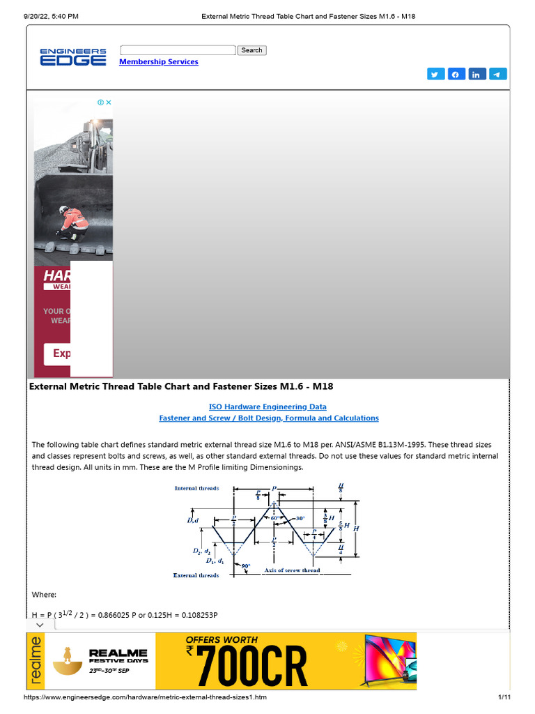 External Metric Thread | PDF