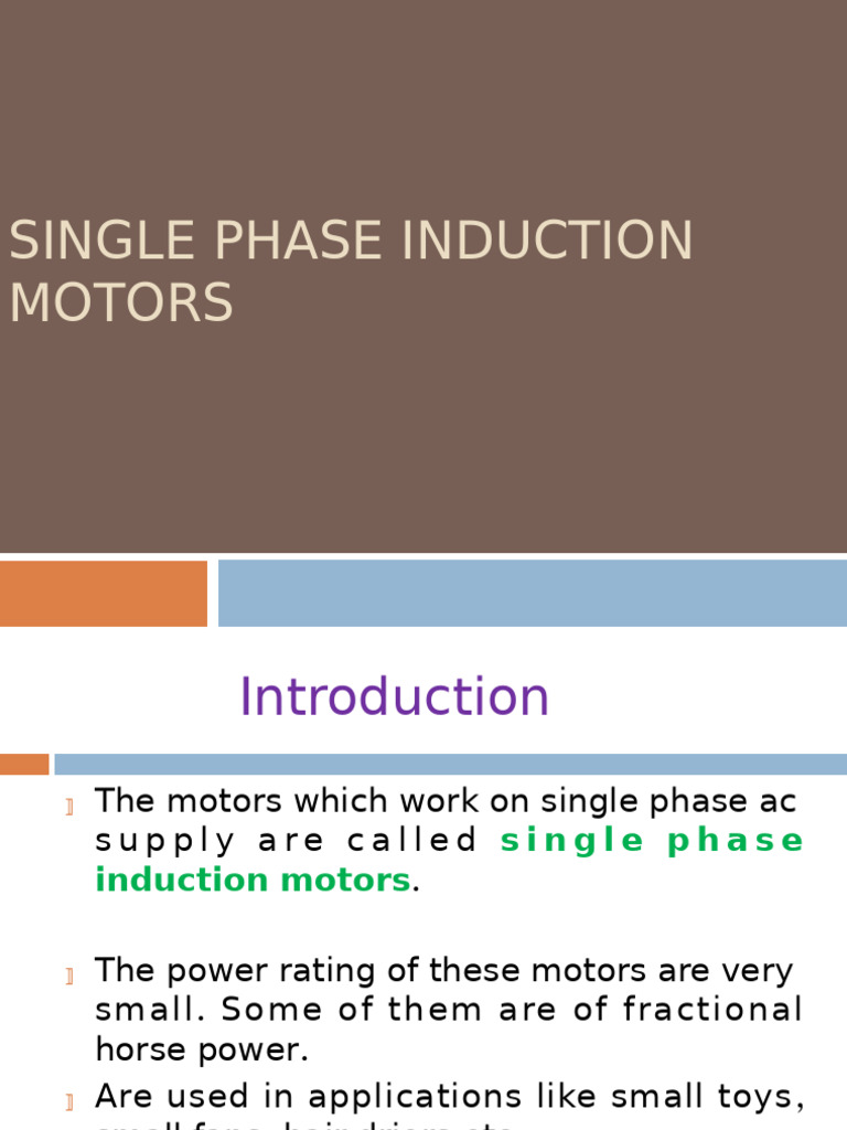 Overview of Single Phase Induction Motors | PDF | Electric Motor ...