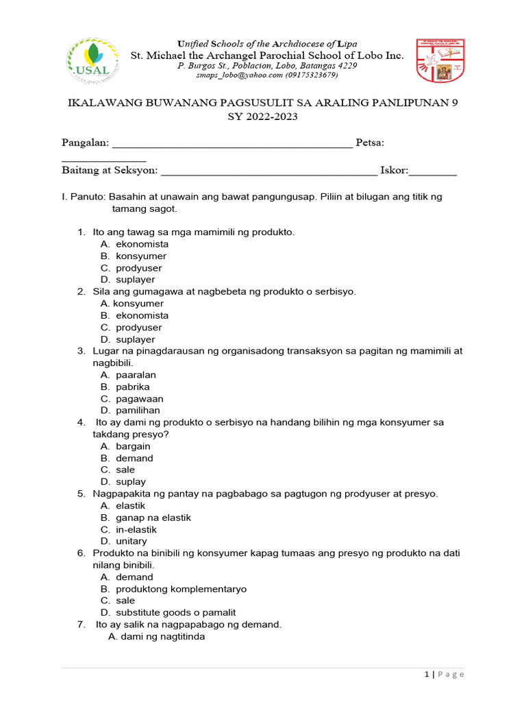 2nd - MONTHLY-EXAM-AP-9 | PDF