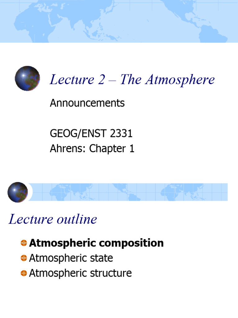 2331 Lecture2 Atmosphere F15 | PDF | Science & Mathematics