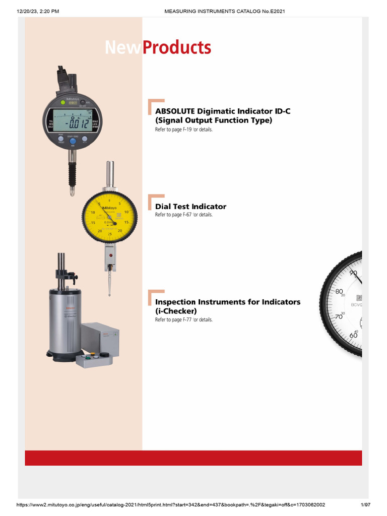 Mitutoyo Measuring Instruments Catalog | PDF