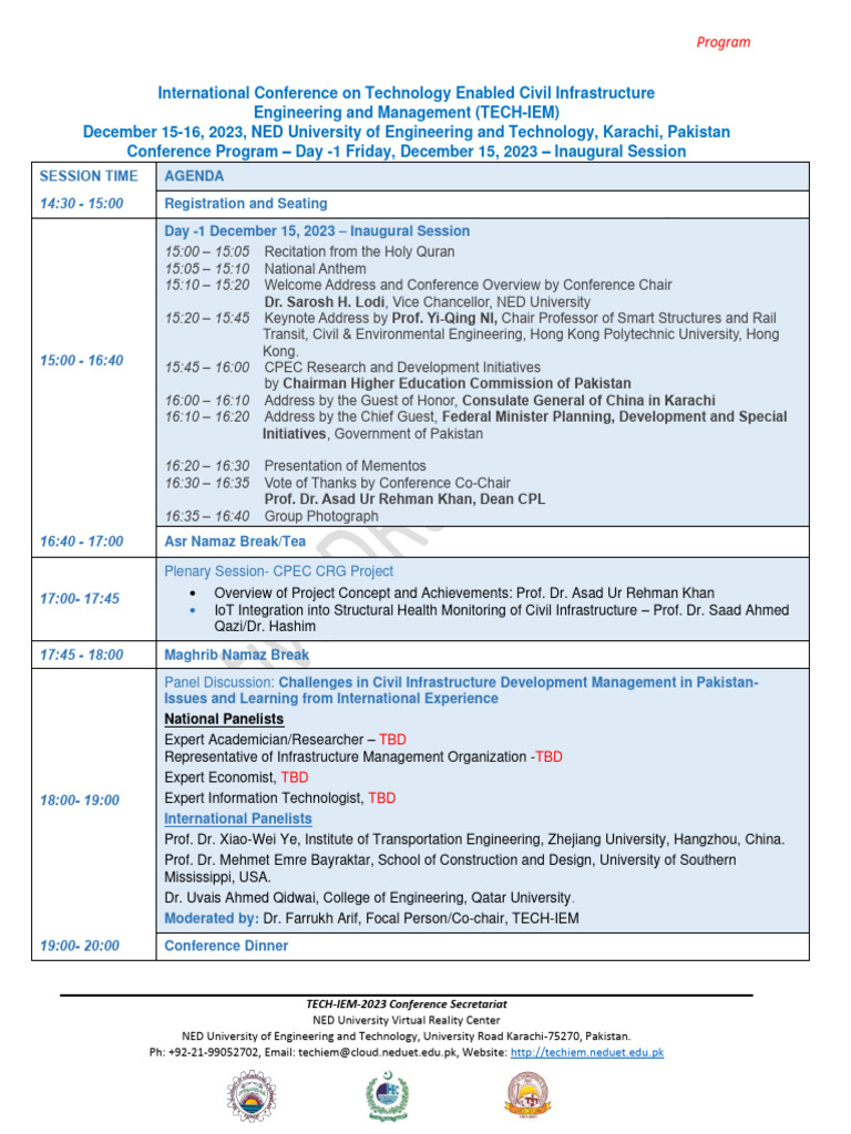 Conference Schedule | PDF