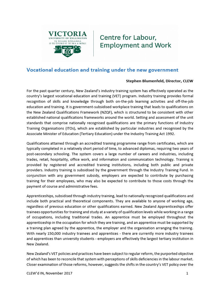 Vocational Education Training | PDF | Vocational Education | Apprenticeship