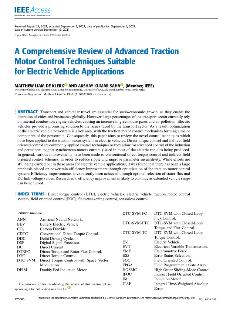 A Comprehensive Review of Advanced Traction Motor Control Techniques ...