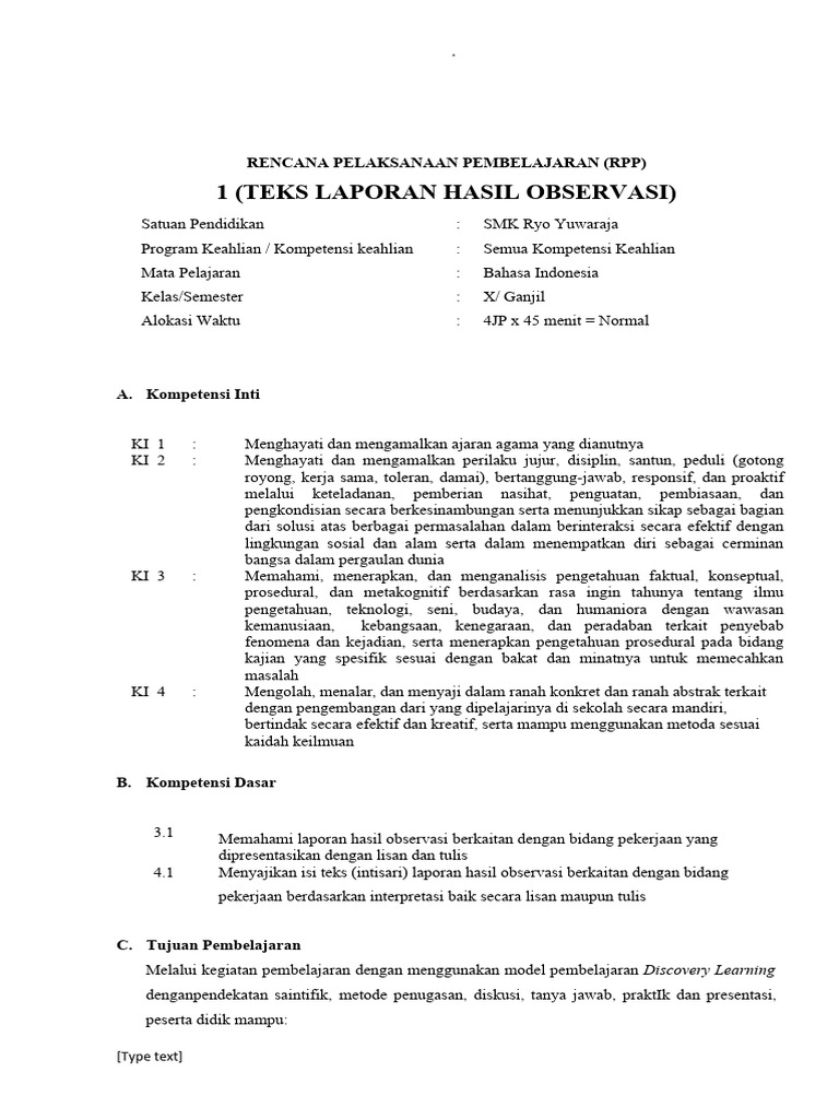 Contoh RPP SMK 2 | PDF