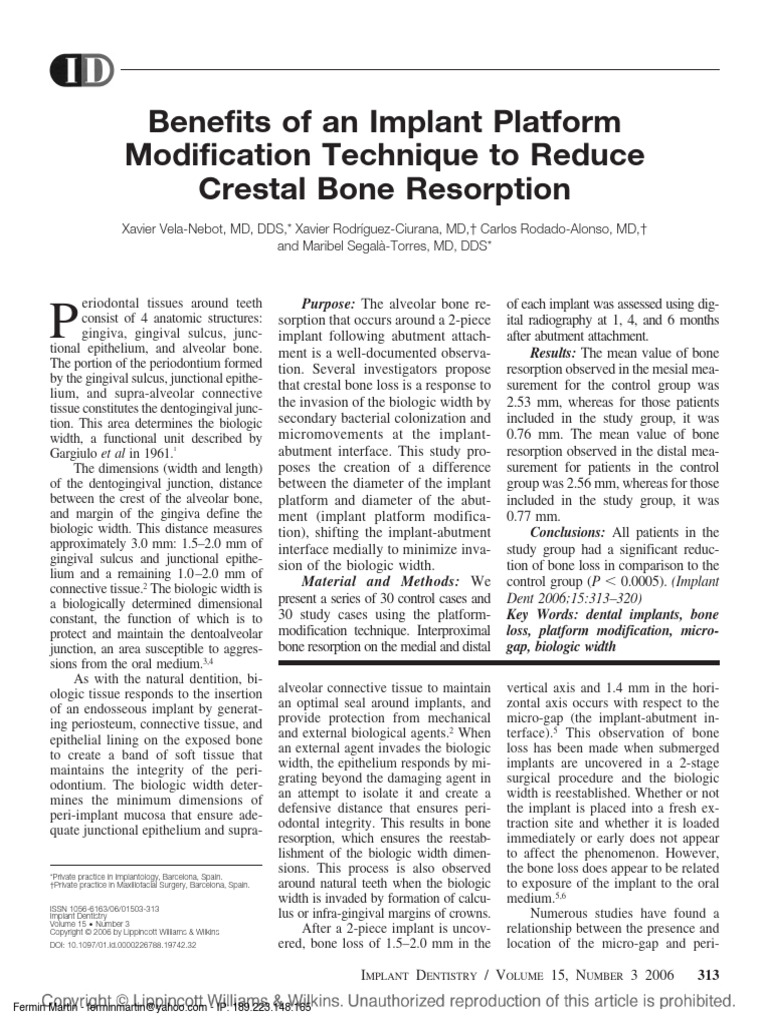 Benefits of An Implant Platform Modification Technique To Reduce ...