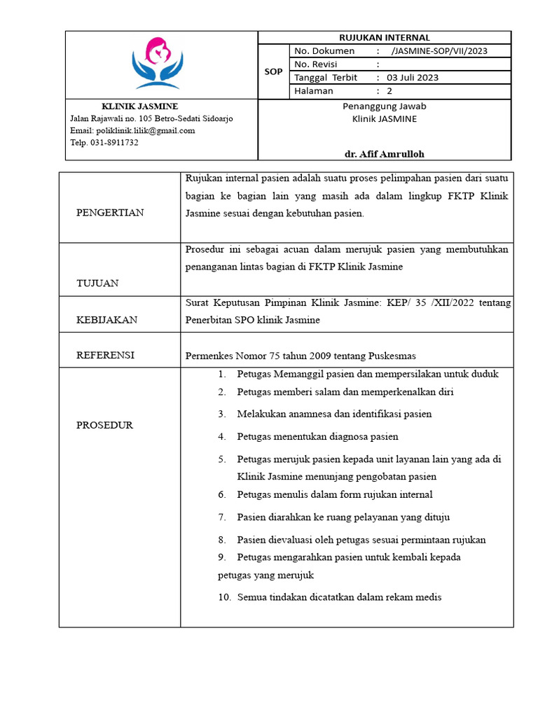 Ep 1 - Sop Rujukan Internal | PDF