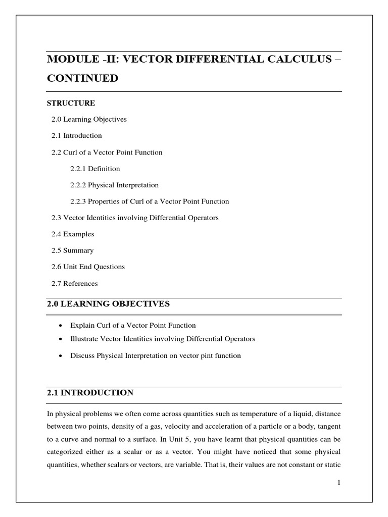Module - Ii Vector Differential Calculus - Continued | PDF | Euclidean Vector | Vector Space