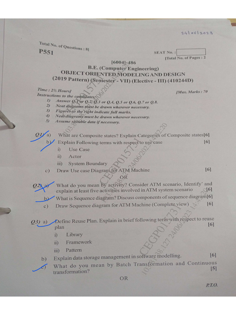 OOMD Question Paper | PDF