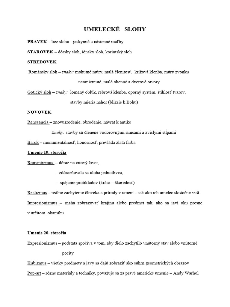 Umelecké Slohy | PDF