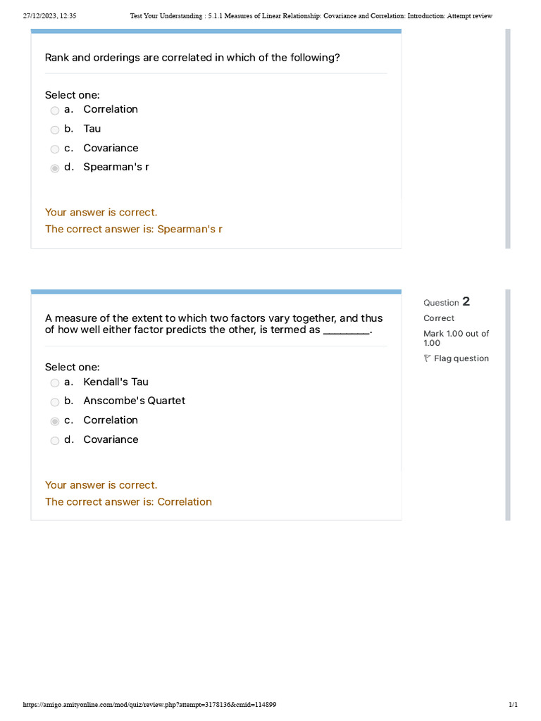 Statistics For Management All MCQ Module 5 | PDF