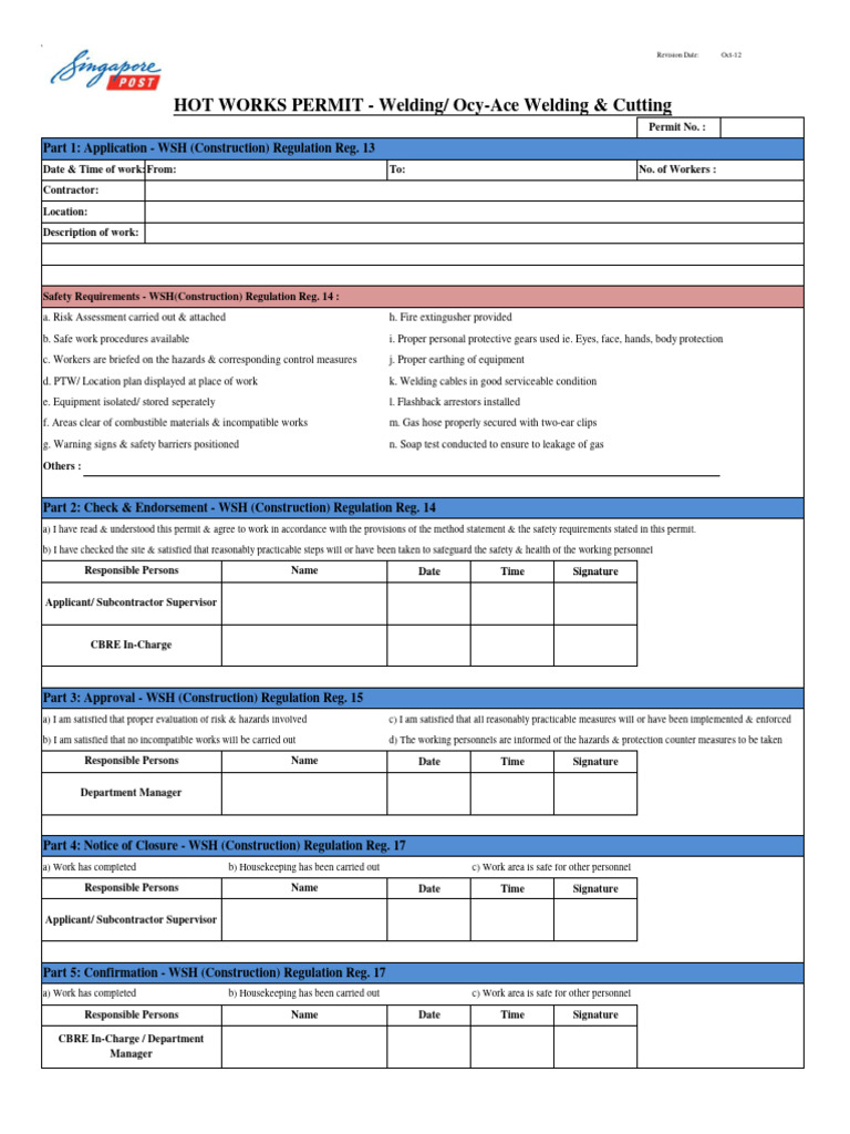 Hot Work PTW | PDF | Safety | Welding