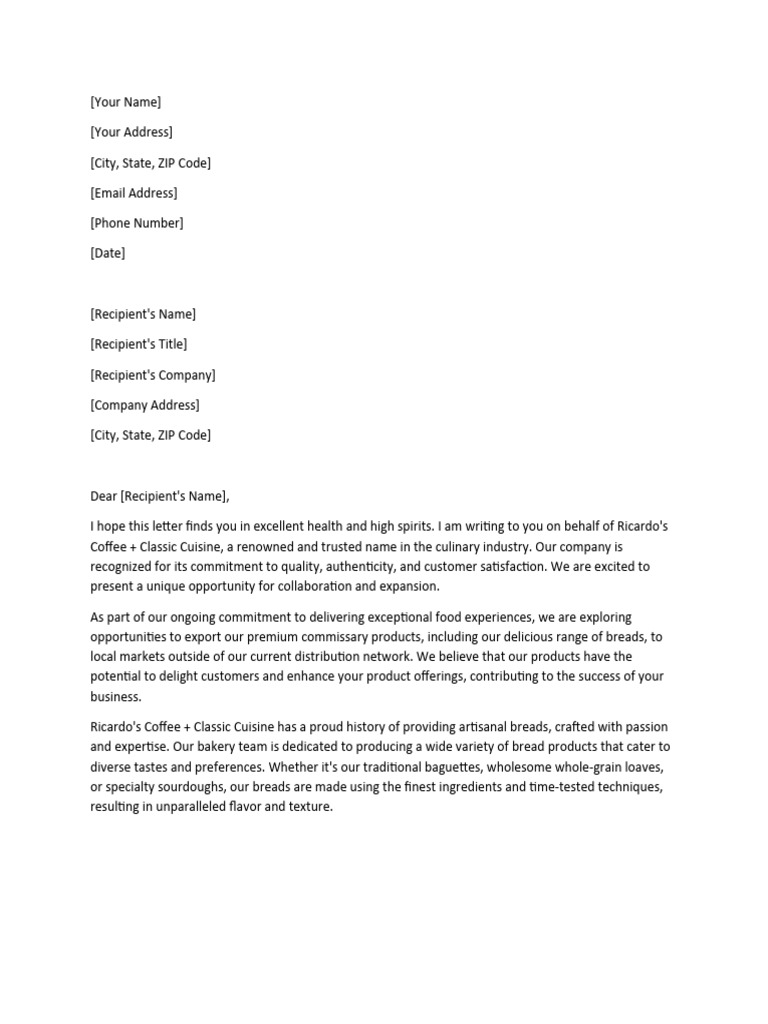 Export Proposal | PDF | Breads | Pricing