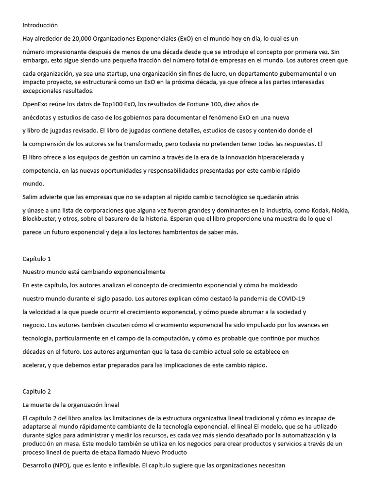 REsumen Libro ExO | PDF | Interfaz de usuario | Inteligencia artificial