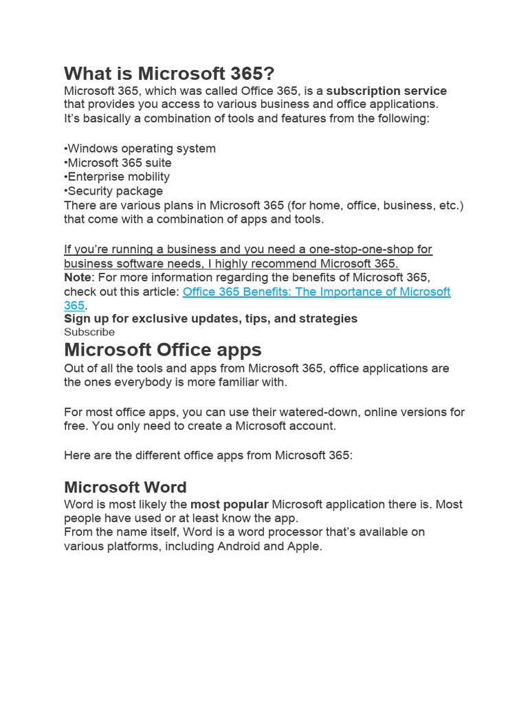 What Is Microsoft 365 | PDF | Share Point | Microsoft Excel
