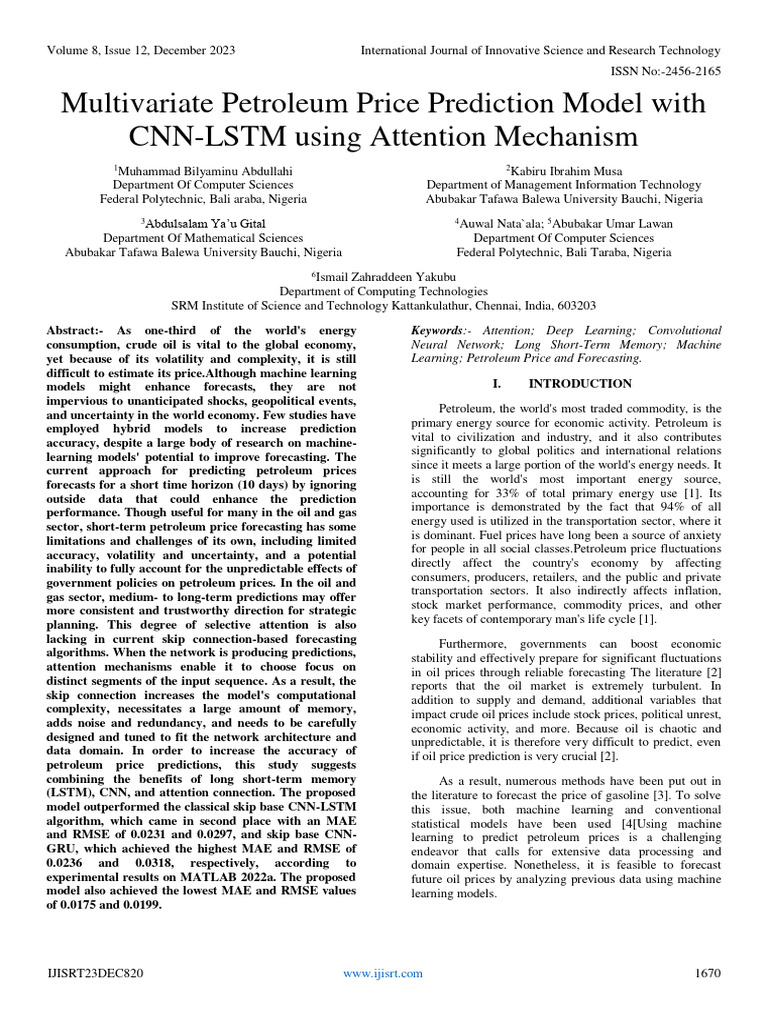 Multivariate Petroleum Price Prediction Model With CNN-LSTM Using Attention Mechanism | PDF ...