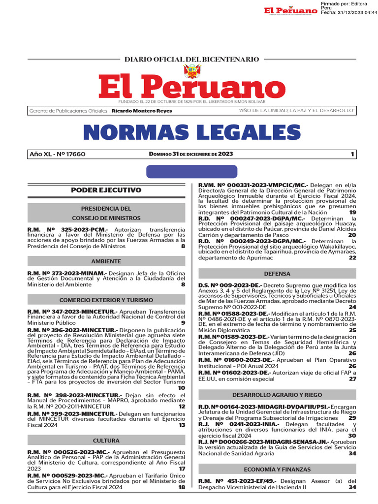Normas Legales 311223lima | PDF | Fiscal | Judicaturas
