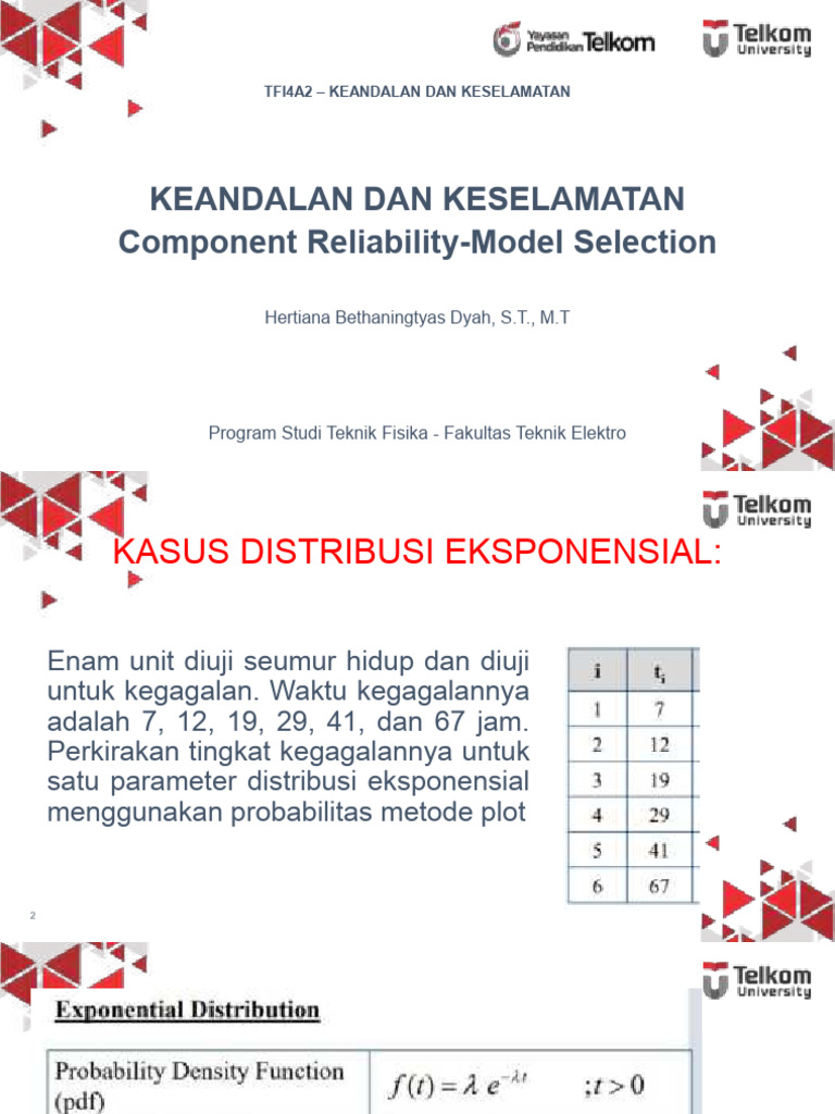 Minggu 6 - Component Reliability (Model Selection) | PDF