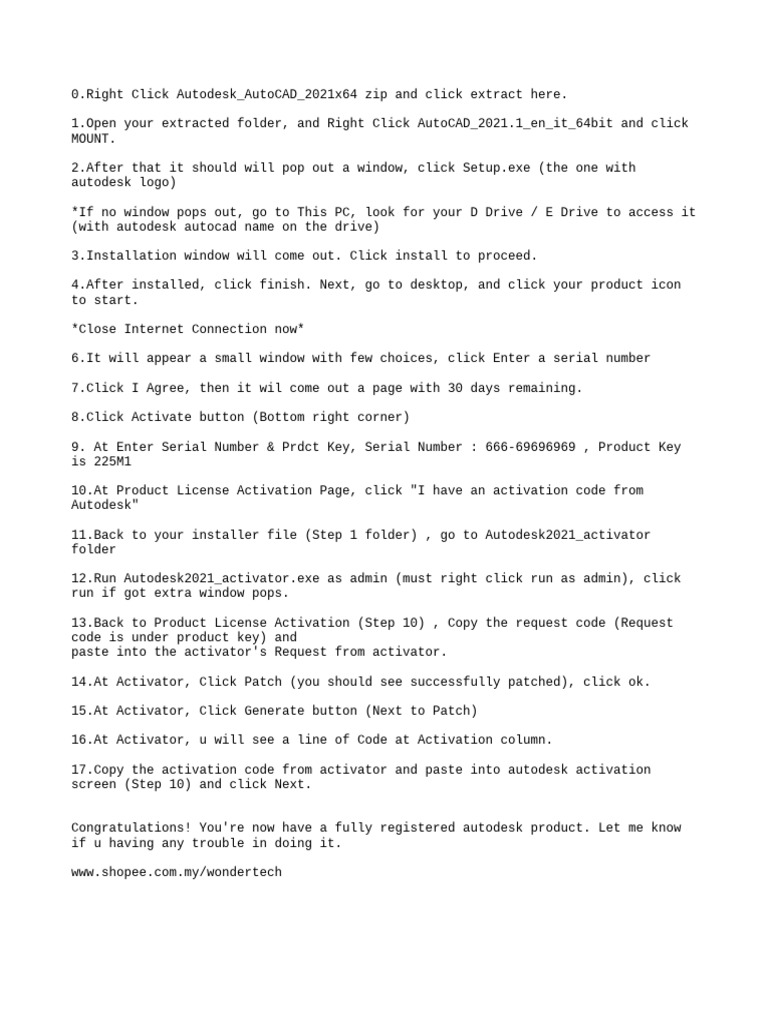 AutoCAD Electrical 2021 X64bit Installation Guide | PDF