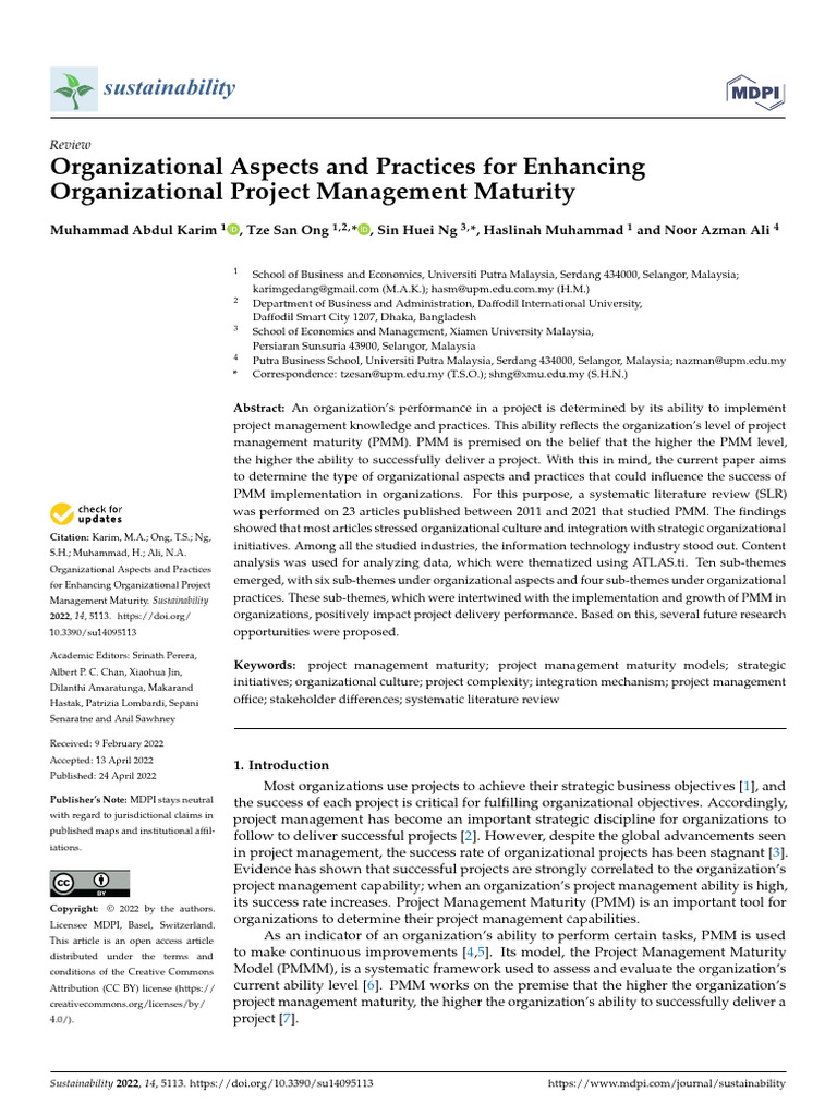 Organizational Aspects and Practices For Enhancing Organizational ...