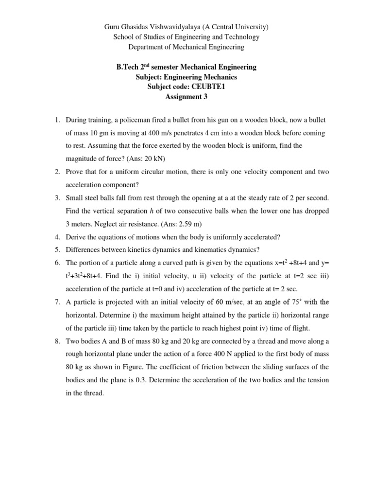 EM Assignment 3 | PDF | Acceleration | Velocity