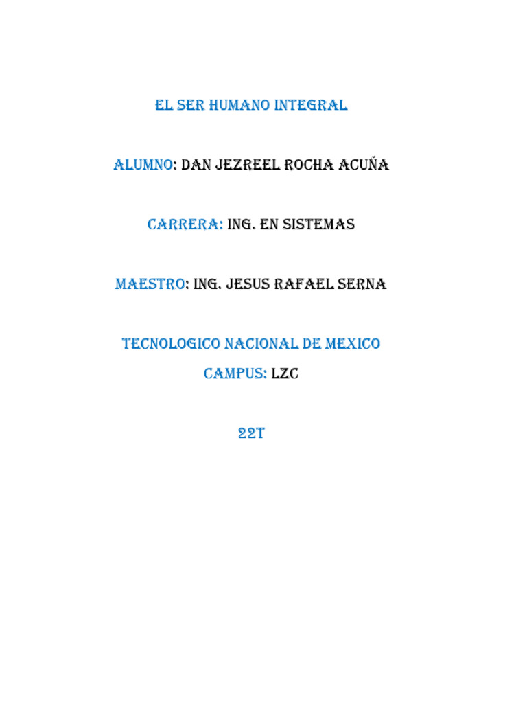 Ser Humano Integral | PDF