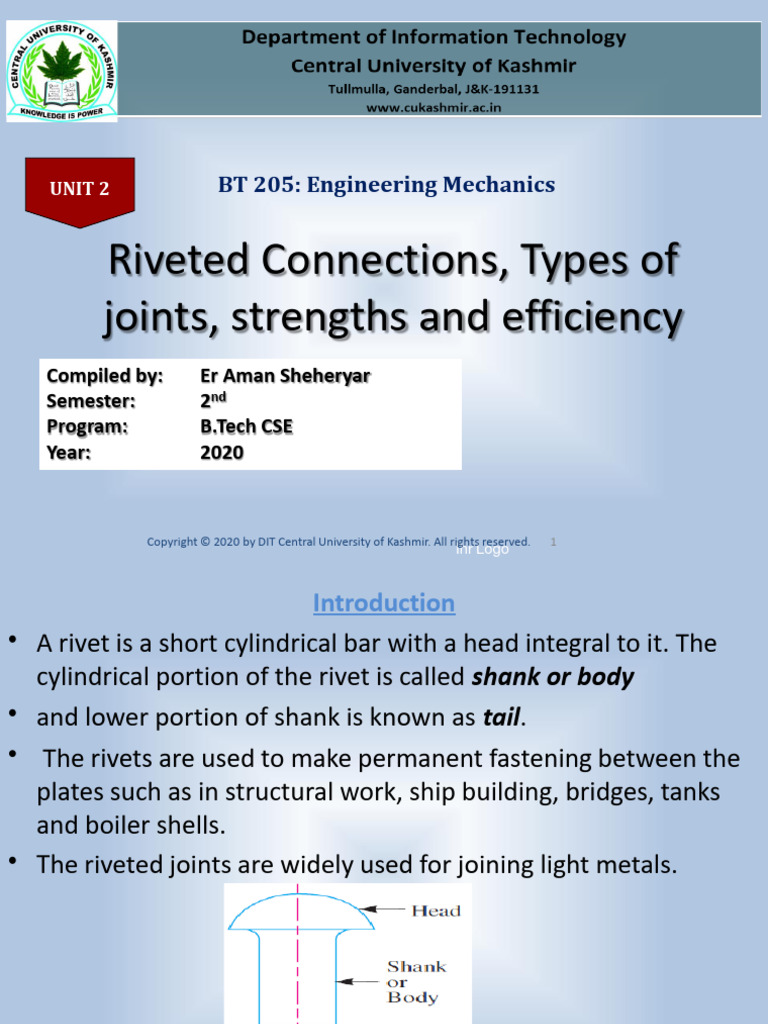 Unit2 - BT 205 - AF | PDF | Rivet | Industrial Processes