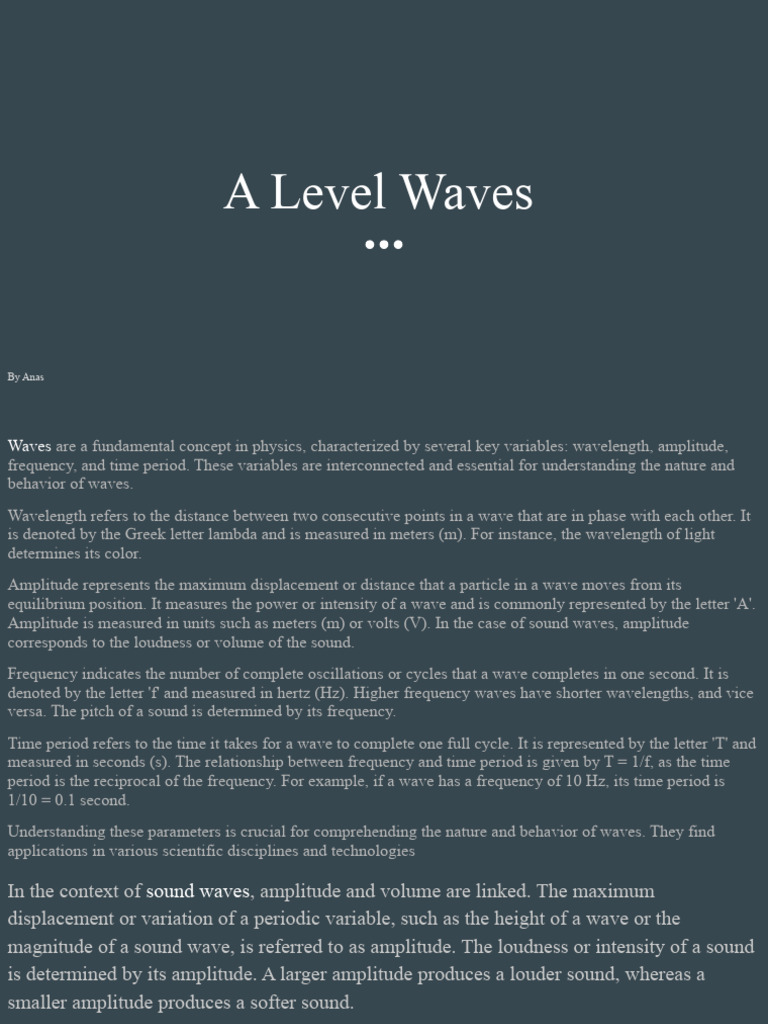 A Level Waves Presentations | PDF | Frequency | Waves