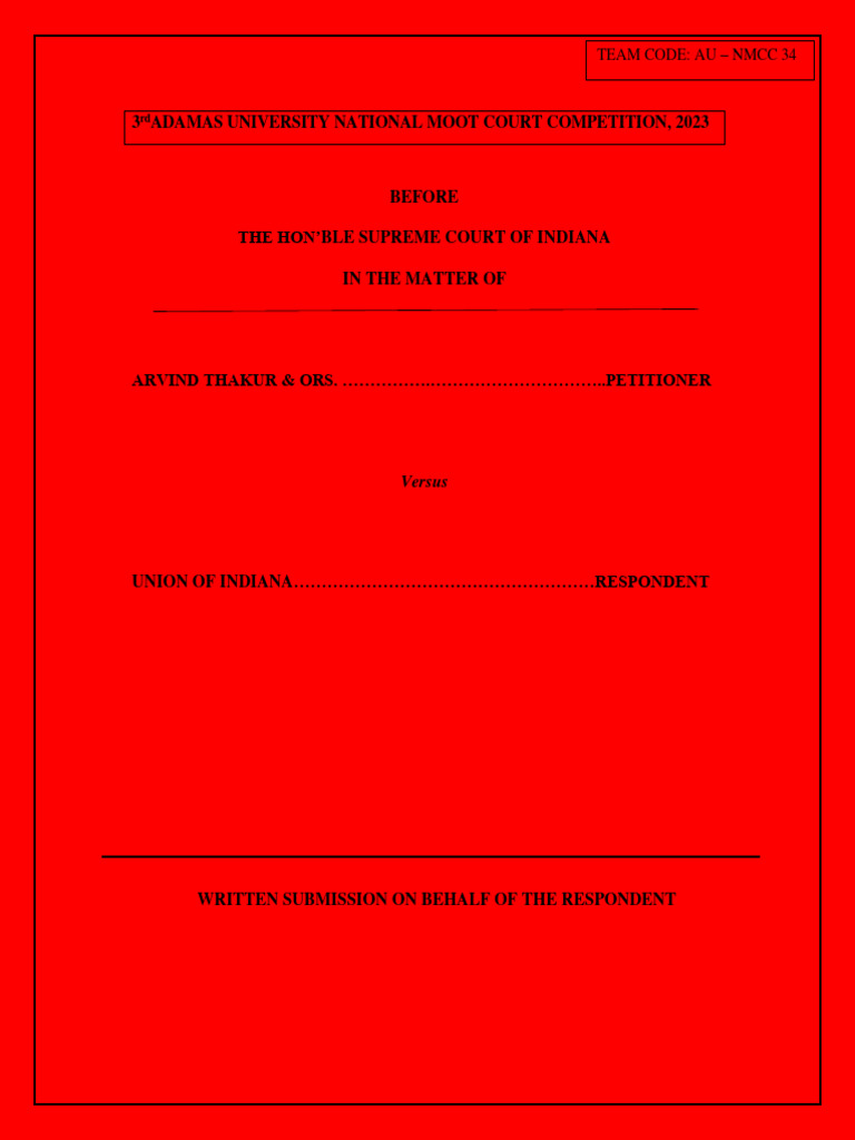 Memorial For Respondent | PDF