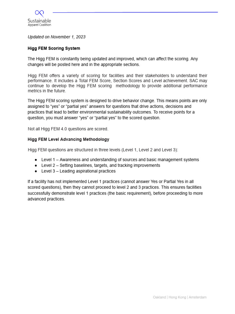 Higg FEM 2023 Scoring Guidance and Applicability | PDF | Economy And ...