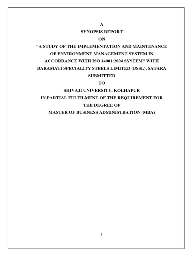 Final Synopsis Report | PDF