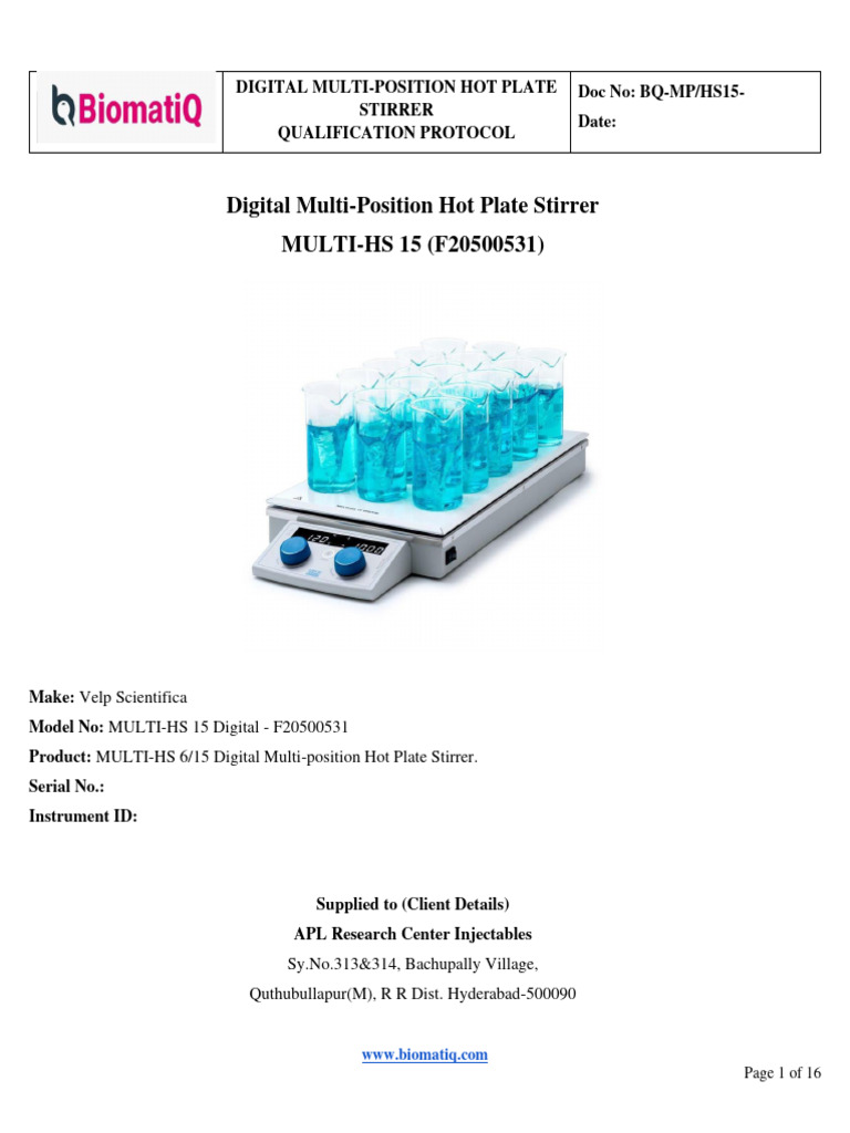 IOPQ MULTI-HS 15 Digital Multi-Position Hot Plate Stirrer - F20500531 | PDF