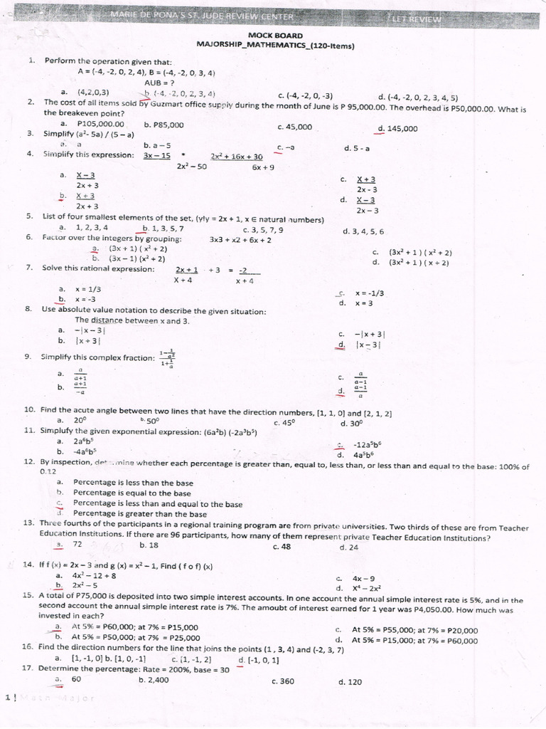 LET MATH Isu Math Reviewer | PDF