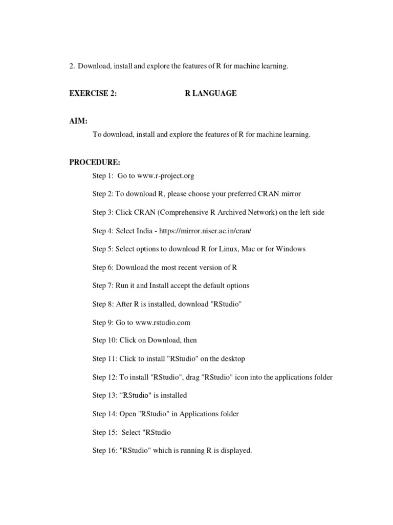 Download, Install and Explore The Features of R For Machine Learning | PDF | R (Programming ...