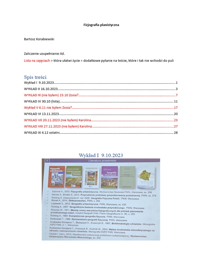 WYK Fizjografia Planistyczna | PDF