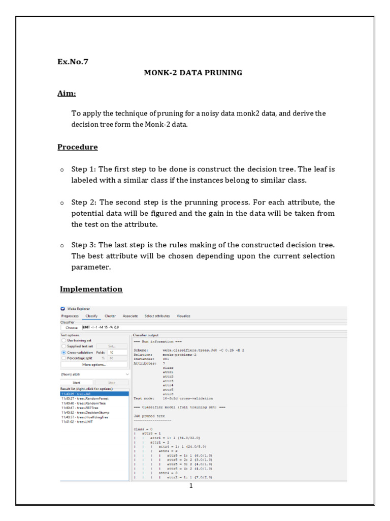 Monk-2 Data Pruning | PDF