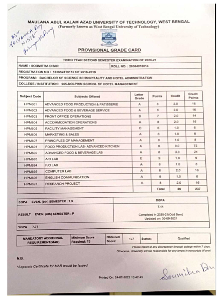 Graduate Grade Card | PDF