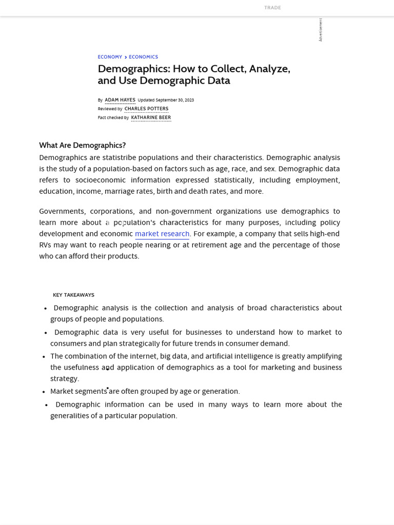 Demographics_ How to Collect, Analyze, and Use Demographic Data | PDF