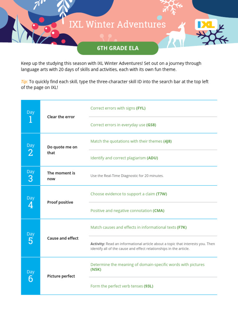 Ela Winter Adventures 6th | PDF | Adjective | Grammar