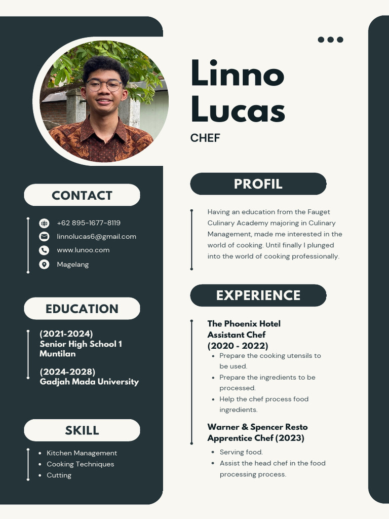 Putih & Hijau Tua Modern Koki Surat Lamaran Kerja | PDF