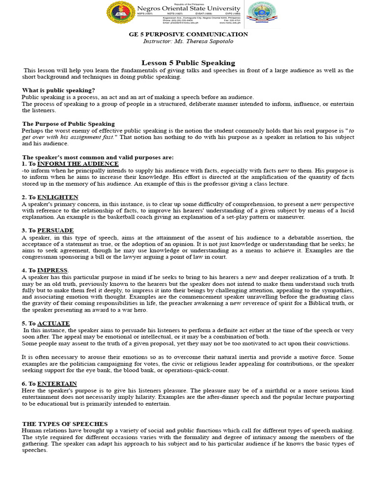 Ge 5 Lesson 5-6 | PDF | Public Speaking | Rhetoric