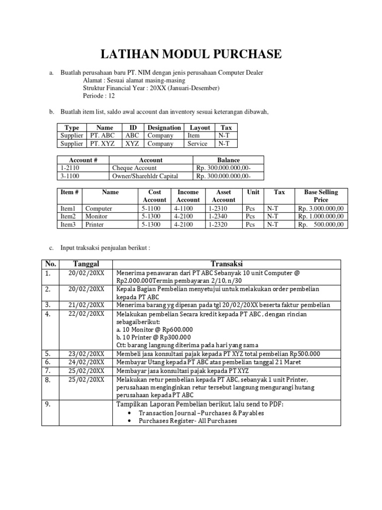 Contoh Soal Sistem Purchasing | PDF