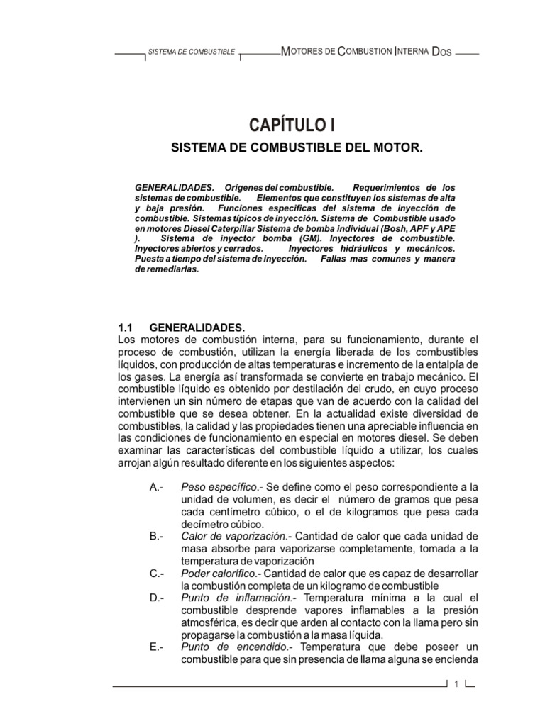 Capitulo I | PDF | Inyección de combustible | Motor diesel