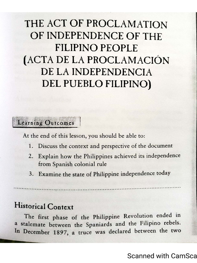 Declaration of Philippine Independence 1898 | PDF