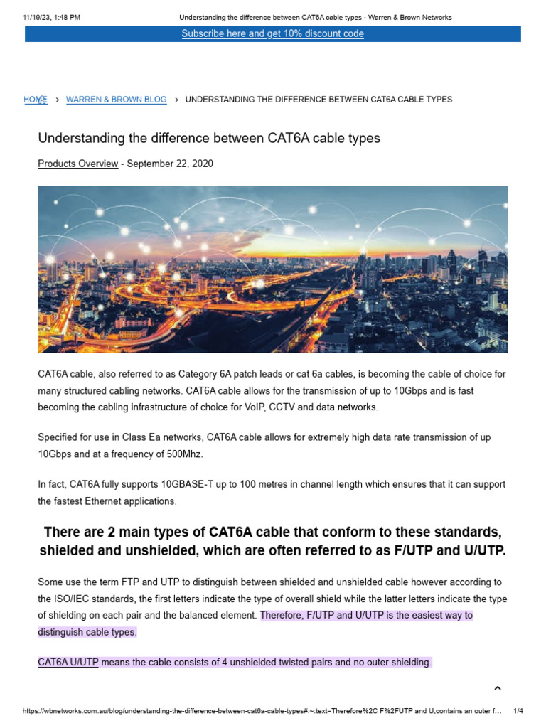 Understanding The Difference Between CAT6A Cable Types - Warren & Brown ...