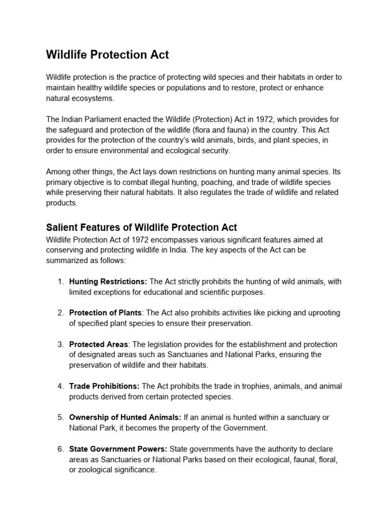 Wildlife Protection Act | PDF